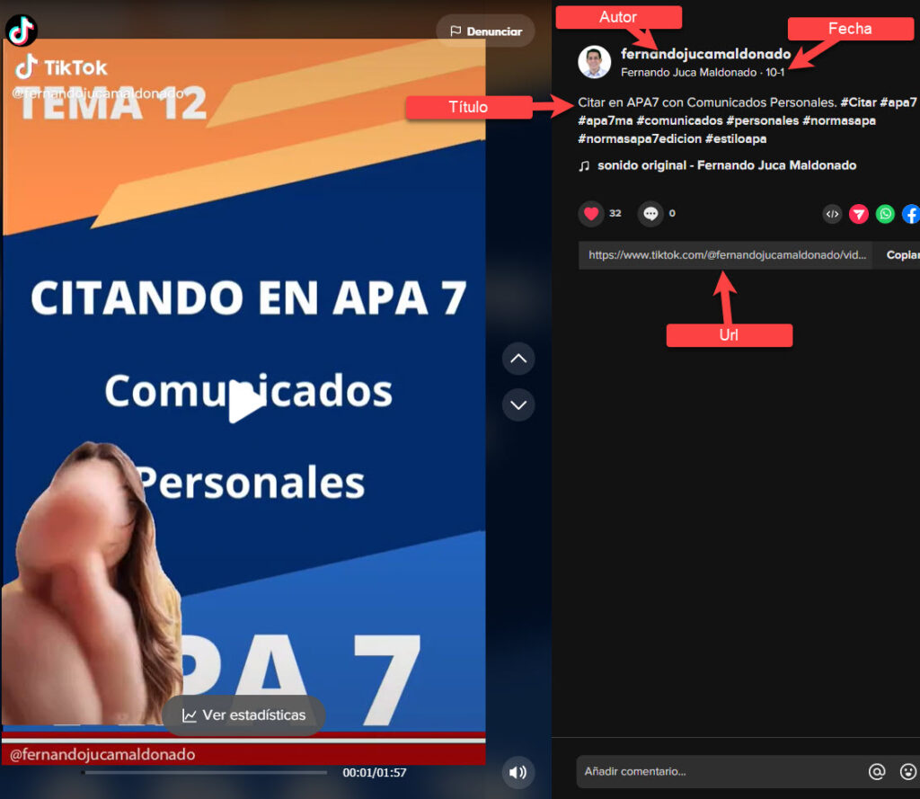 Citar en APA 7ma Edición Cuentas de TikTok - Creación de Sitios Webs en ...