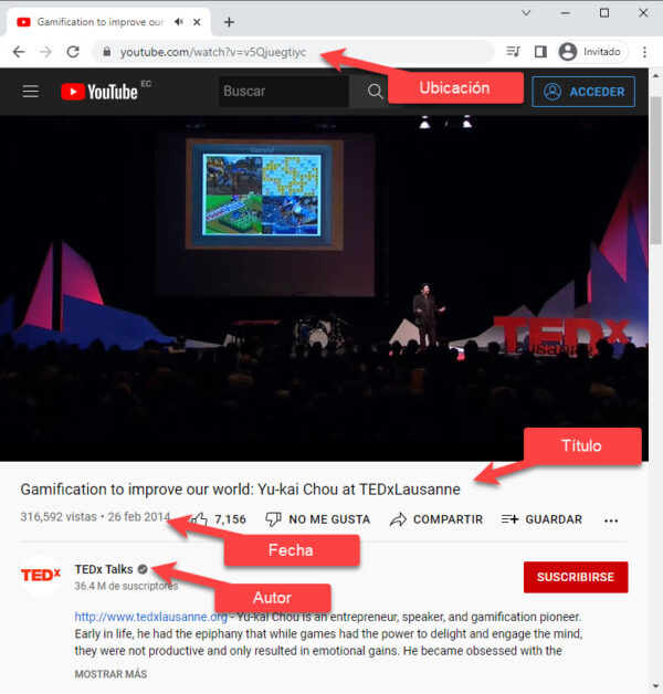 Citar en APA 7 Vídeos y Perfiles de YouTube - Creación de Sitios Webs en Machala
